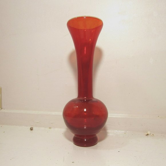 Unbranded | Other | Tall Ruby Red Bubblebottom Vase | Poshmark